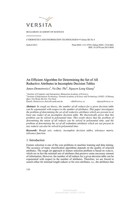 Pdf An Efficient Algorithm For Determining The Set Of All Reductive