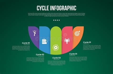 Cycle Infographic With Half Circle Slice With 5 Point Stage With Modern Dark Style For Slide