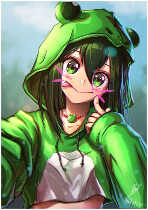 Cute Fanart Asui Tsuyu Axsens Hero Asui Anime Academia Fantasy Wallhaven Cc Boku Fan Fanart Hair