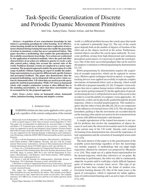 Pdf Task Specific Generalization Of Discrete And Periodic Dynamic Movement Primitives