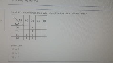 Solved U U X YZ Xy Xyz XYZ Consider The Following K Map Chegg Com