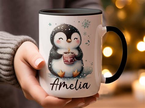 Penguin Mug Custom Name Coffee Mug Penguin T Penguin Art Cute