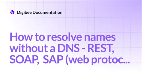 how to resolve names without a dns rest soap sap web protocols
