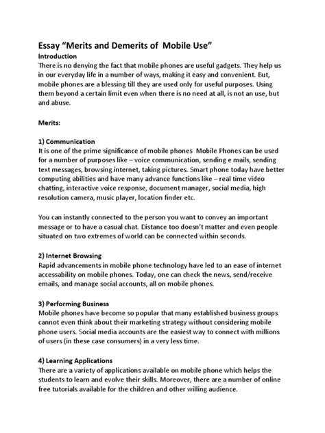 Merits And Demerits Of Mobile Phone Pdf Mobile Phones Internet