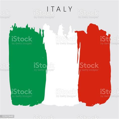 이탈리아의 국기입니다 회색 배경에 벡터 그림입니다 녹색 흰색과 빨간색 세 가지 색상의 국기 아름다운 브러시 스트로크 추상 개념입니다 디자인 요소입니다 그려진 질감 이탈리아