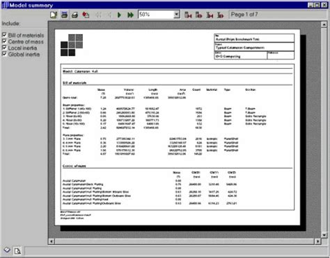 Strand7 Solvers Inertia Mass Properties And Bill Of Materials