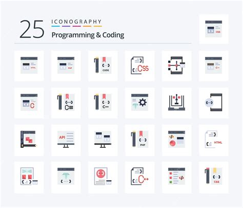 free vector programming and coding 25 flat color icon pack including
