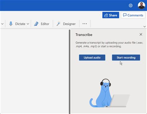 how to transcribe an audio file in microsoft word