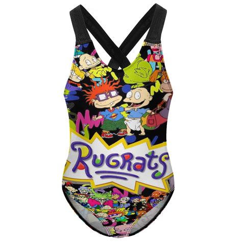Rugrats Girls Swimwear Cartoon Cross Shoulder Swimsuit Bathing Suits