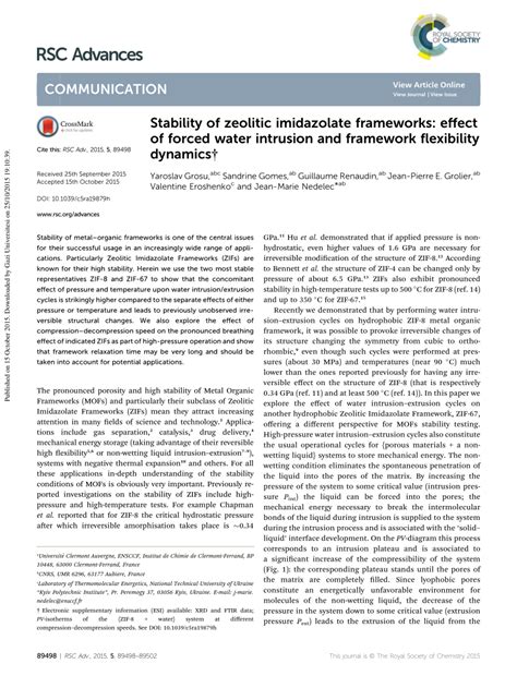 Pdf Stability Of Zeolitic Imidazolate Frameworks Effect Of Forced