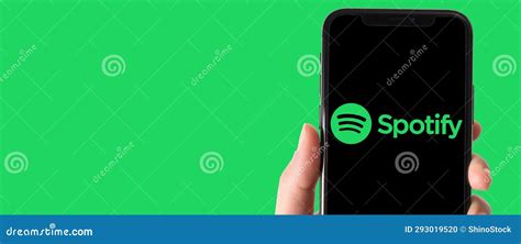 Spotify App On Smartphone Entertainment Apps Listen To Music Spotify Logo App On Iphone 13 Pro
