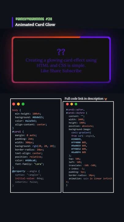 animated card glow 👾👨‍💻 webdesign frontend htmlcss music shorts
