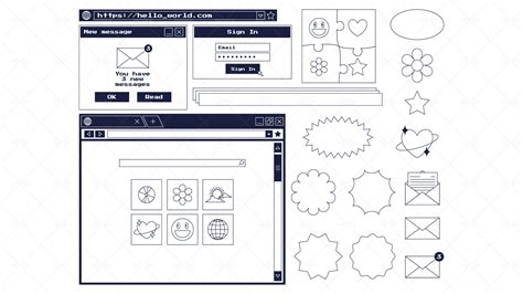 18 retro user interface elements graphics motion array