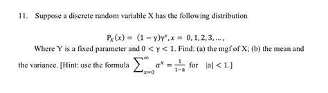 Solved Suppose A Discrete Random Variable X Has The Chegg