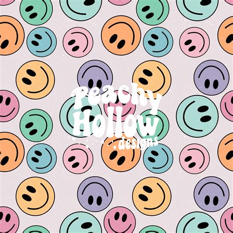Seamless Smiley Face Pattern Background Paper Repeating Etsy