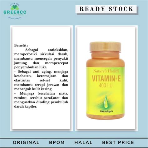 Promo Natures Health Vitamin E 400 Iu Vit E Sumber Antioxidant Diskon