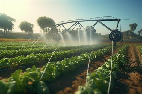 Premium Ai Image Using Modern Automated Irrigation System In Agriculture
