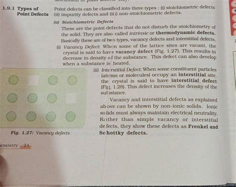 1 9 1 Types Of Point Defects Can Be Classifired Into Three Types I St