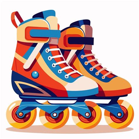 Pair Of Colorful Inline Roller Skates With Yellow Wheels Premium Ai
