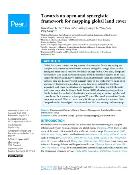 Pdf Towards An Open And Synergistic Framework For Mapping Global Land Cover