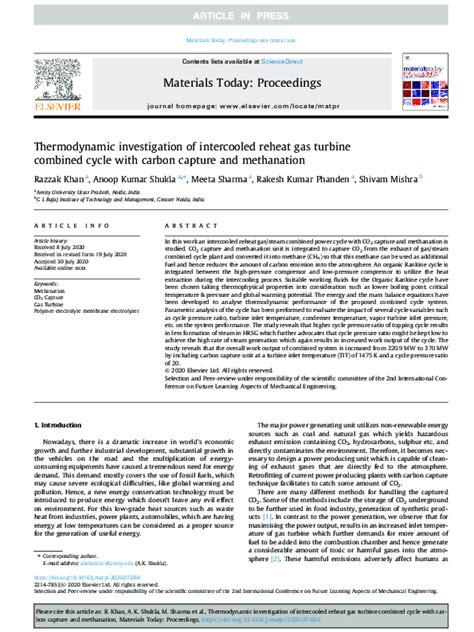 Pdf Thermodynamic Investigation Of Intercooled Reheat Gas Turbine Combined Cycle With Carbon