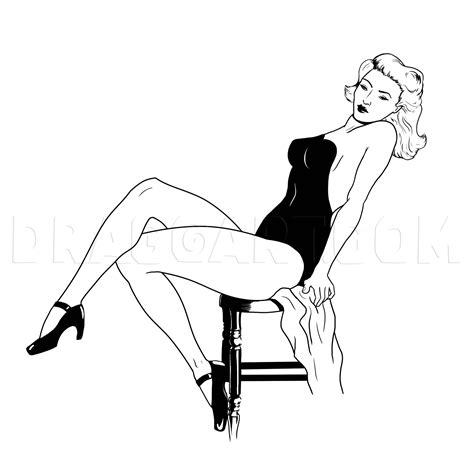 Vintage Pin Up Girl Outline
