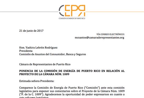 Ponencia sobre el Proyecto de la Cámara Núm NEPR