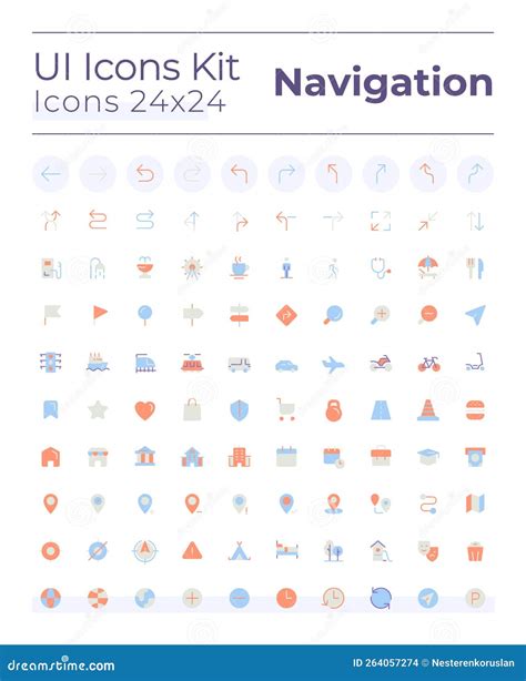 Tracking Real Time Location Flat Color Ui Icons Set Stock Vector Illustration Of Pictogram