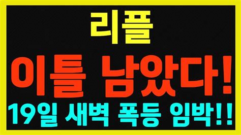 리플 리플의 불금 합의할 수 밖에 없는 Sec 리플에게도 최고의 기회 Youtube