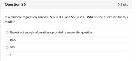 Solved In A Multiple Regression Analysis SSR And Chegg