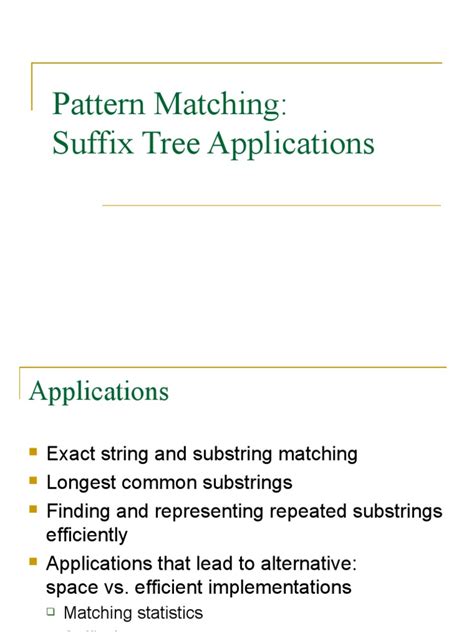 Pattern Matching Suffix Tree Applications Pdf Algorithms And Data Structures Algorithms