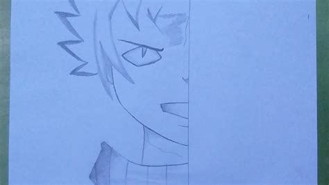 رسم انمي رسم نصف وجه ناتسو من انمي كيف ترسم انمي للمبتدئين Youtube