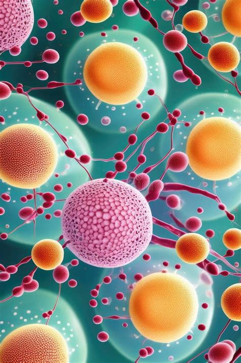 Abstract Organic Cell Structure With Textured Spheres And Network Stock