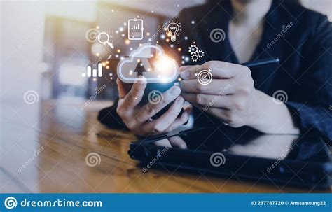 Man Use Laptop With Cloud Computing Diagram Show On Hand Cloud