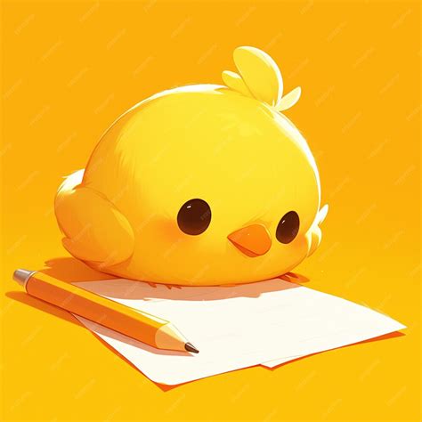 Premium Vector A Cute Chick Writer Cartoon Style