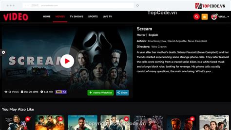 Mã nguồn web xem phim Stream video hỗ trợ tất cả loại thông dụng nhất
