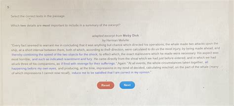 Select Correct Texts Passage Which Two Details Are Most Important Include Summary Excerpt