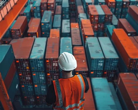 Premium Photo Container Shipment Operations Oversight By Industrial Port Manager At Shipping