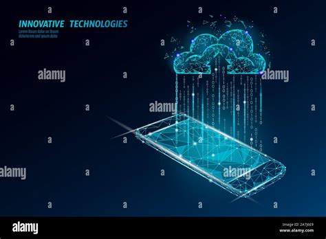 Cloud Computing Online Storage Low Poly Polygonal Future Modern