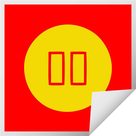 Square Peeling Sticker Cartoon Of A Pause Button 45002661 PNG