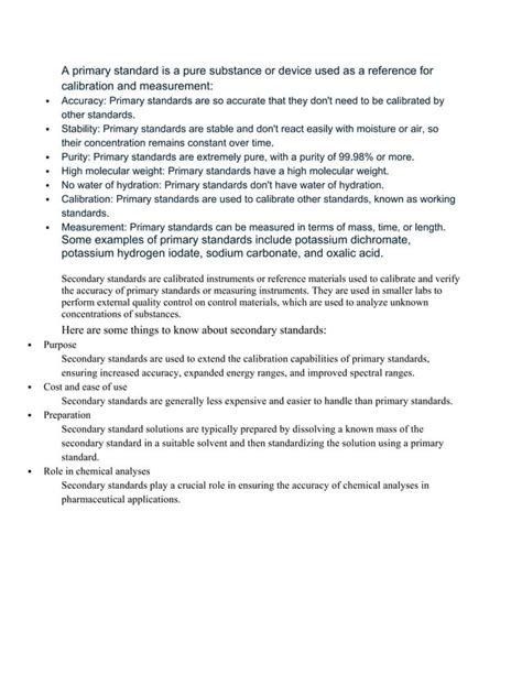 A Primary Standard And Secondary Standard Pdf