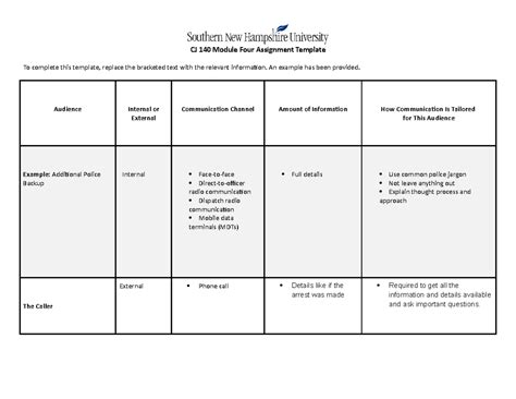 Cj 140 Module Four Assignment Template An Example Has Been Provided Audience Internal Or