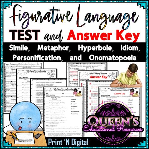 Figurative Language Assessment Figurative Language Test