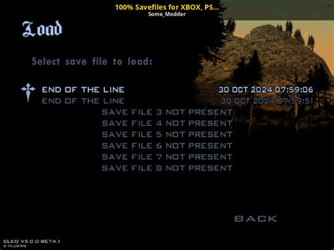 100 savefiles for xbox ps2 and pc mod for grand theft auto san