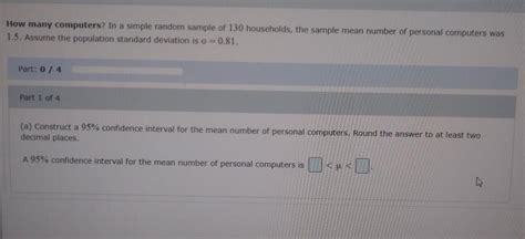 Solved How Many Computers In A Simple Random Sample Of 130