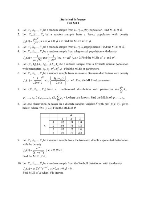 test set two with hints on statistical inference statistical
