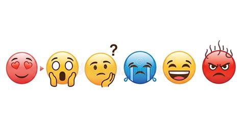 Emojis Representing Different Emotions And Feelings Expressions Chart Stock Illustration