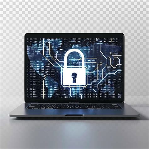 Cyber Security Protecting Data With Locked Laptop Concept Premium Ai