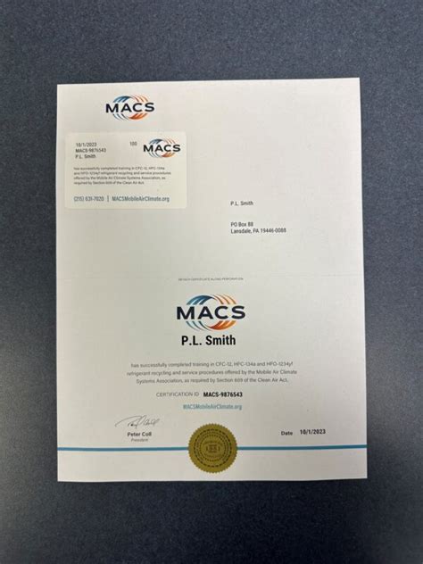 Epa 609 Certification Tests And Training Materials With Macs