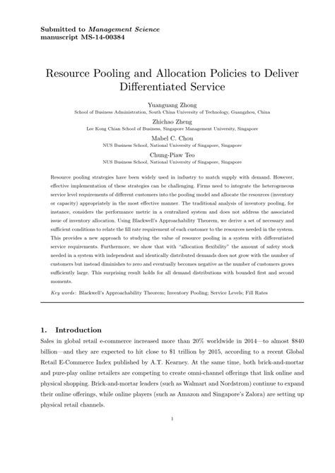 Pdf Resource Pooling And Allocation Policies To Deliver